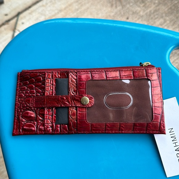 Brahmin | Bags | Nwt Brahmin Chili Red Melbourne Leather Credit Card ...